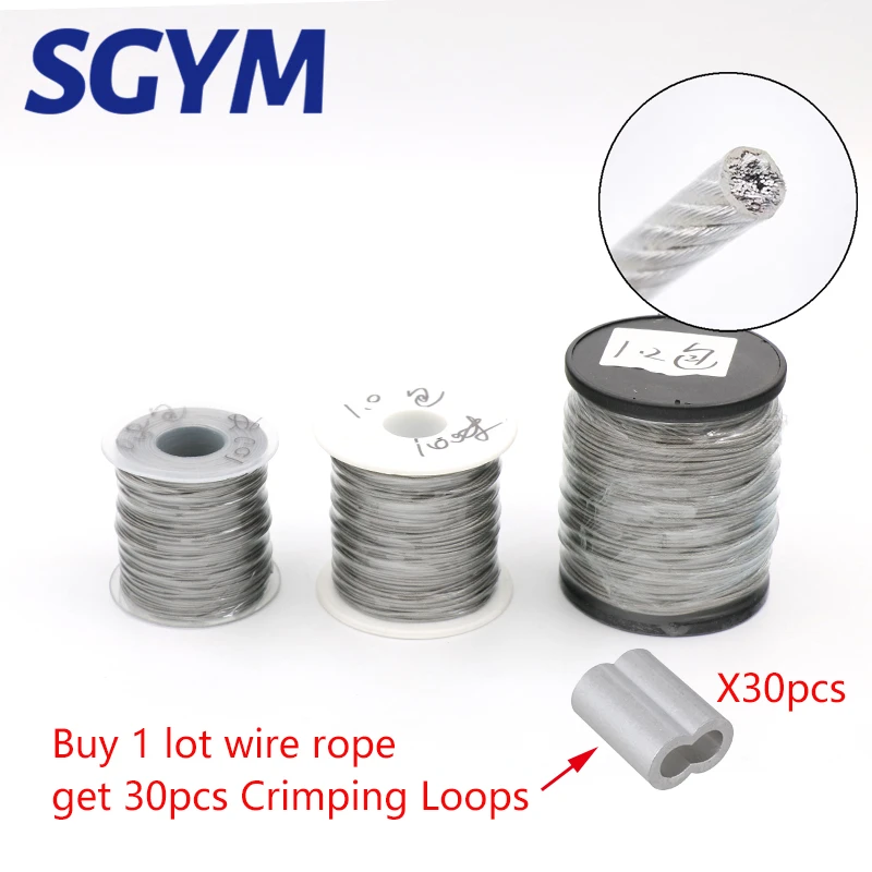 100meters Wire Rope Pvc Transparent Coated Cable 304 Stainless Steel ...