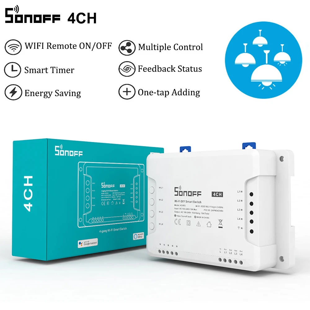 Sonoff 4chr3 4 Gang Wifi Light Smart Switch, 4 Channels Electronic ...