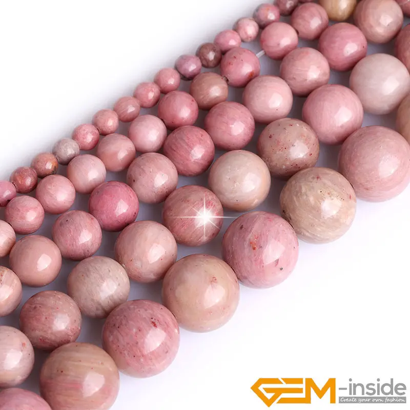 Natural-Stone-Red-Rhodonite-Round-Beads-For-Jewelry-Making-Strand-15 ...