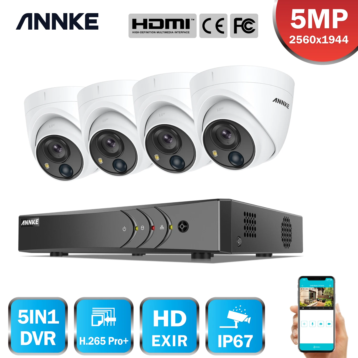 Annke 4ch 5mp Security Camera System 5mp Lite 5in1 H.265+ Dvr With 4pcs ...