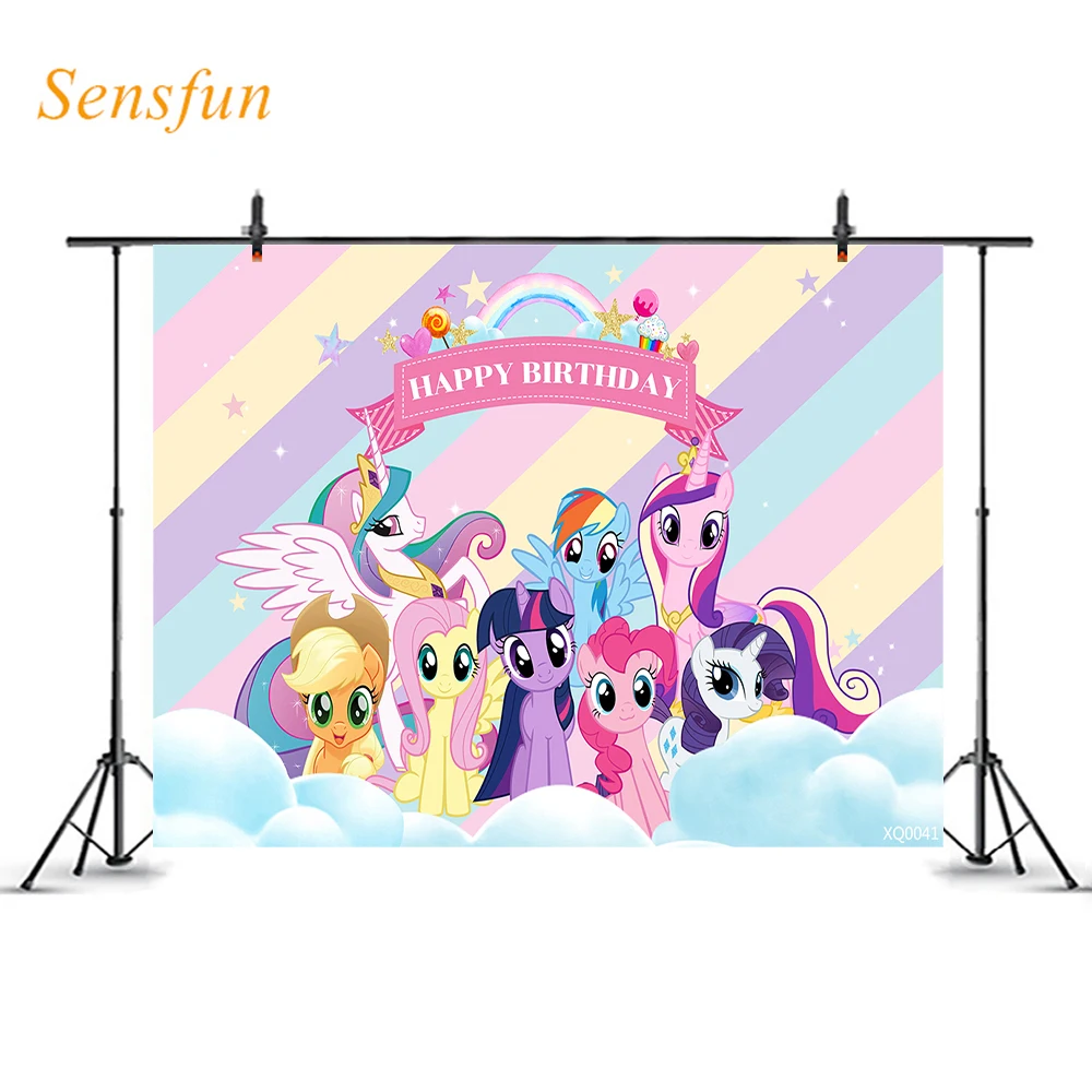 LEVOO-New-Photo-Background-Little-Pony-Birthday-Cartoon-Rainbow-Cloud ...
