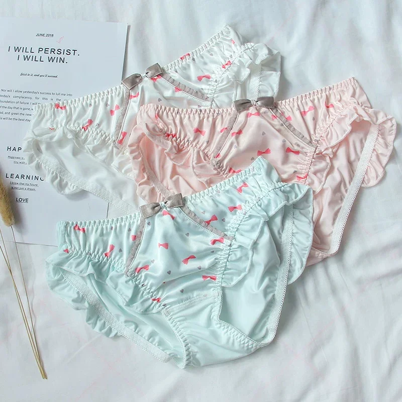 Bragas de cintura media de seda de leche para niña adolescente, ropa ...