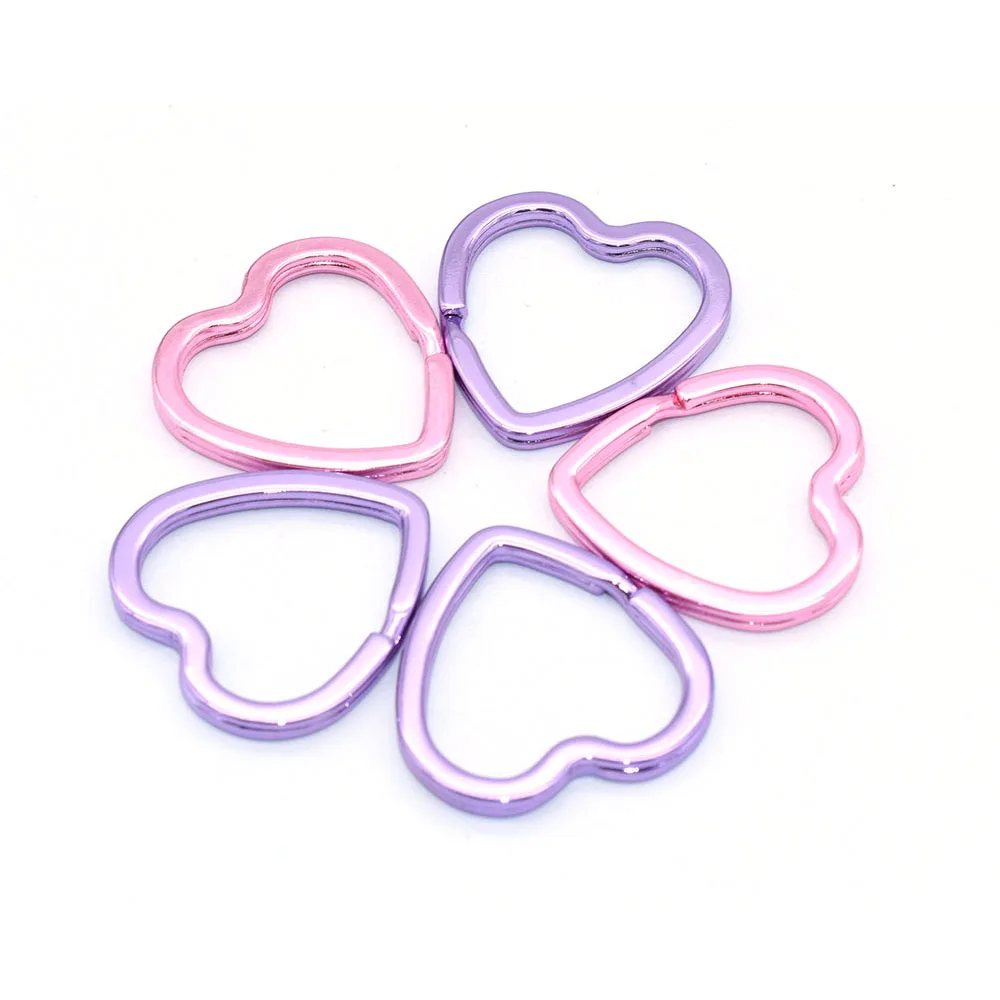 30mm-Heart-Shape-Key-Ring-Purple-Split-Ring-Pink-Jump-Ring-Leather ...