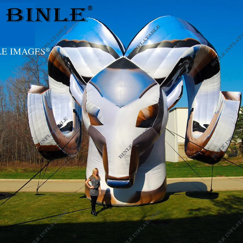 Custom Huge Animal Colorful Inflatable Ram Head Model For Moveable ...