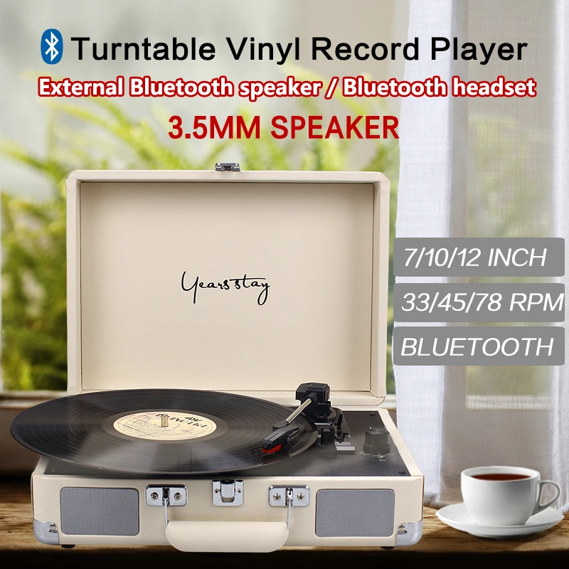 Portable-Vintage-Vinyl-Record-Player-33-45-78-RPM-Classic-Phonograph ...