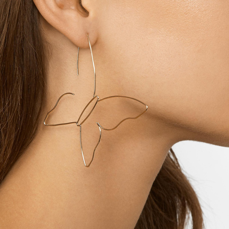 Large Boho Hollow Line Butterfly Earrings Dagiba Jewelry
