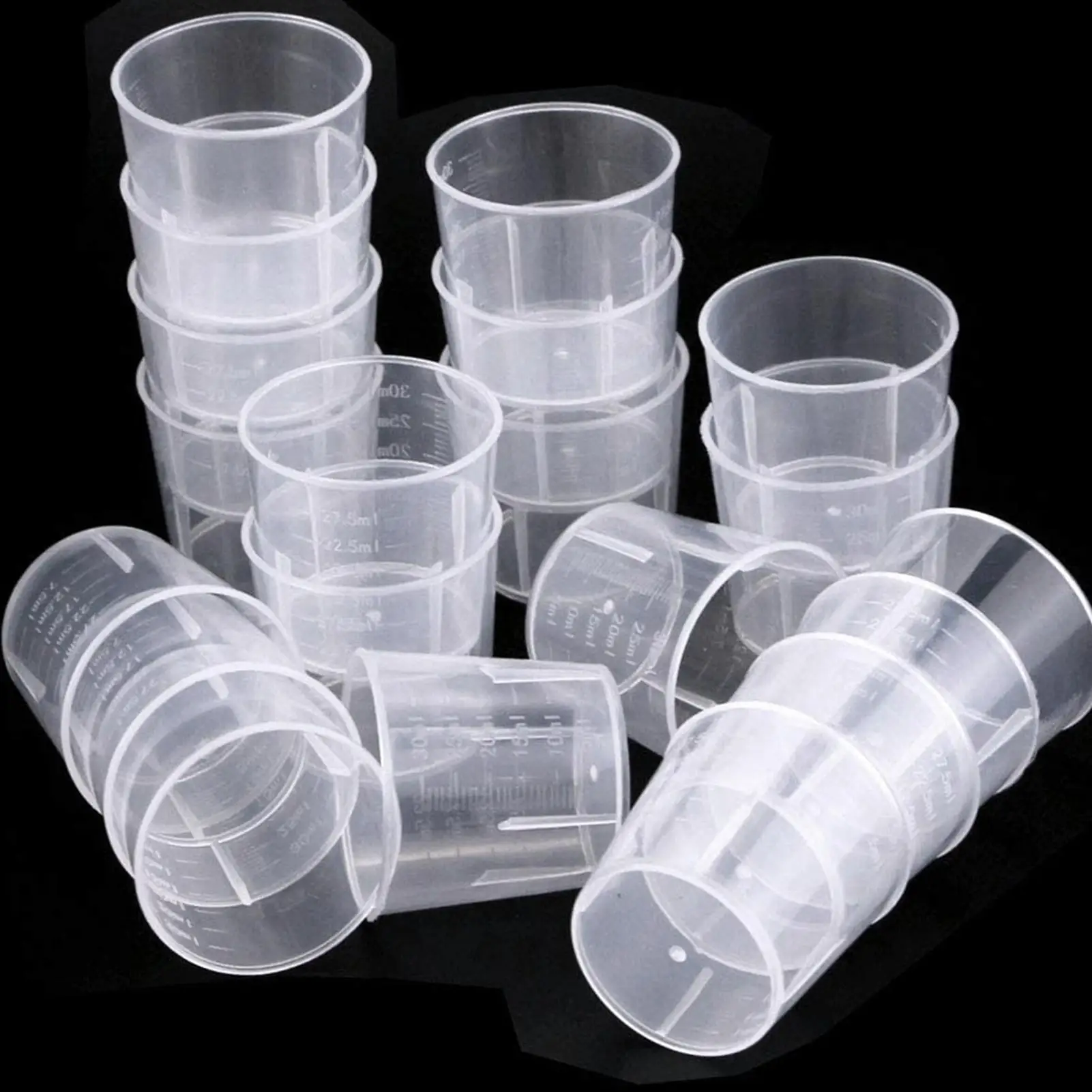 20pcs 60ml Plastic Graduated Measuring Cup Clear Scale Show Transparent ...