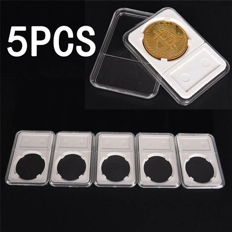 5Pcs Commemorative Coin Slab 30mm Holder Coin Display Storage Box Case ...