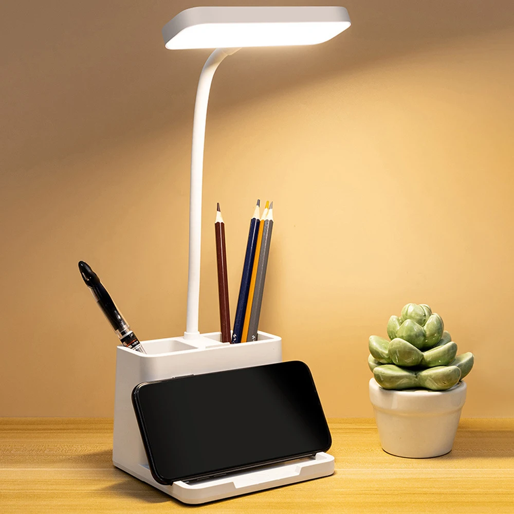 LED Desk Lamp Bedside Rechargeable Table Lamp Desk Lamp with Pen Holder ...