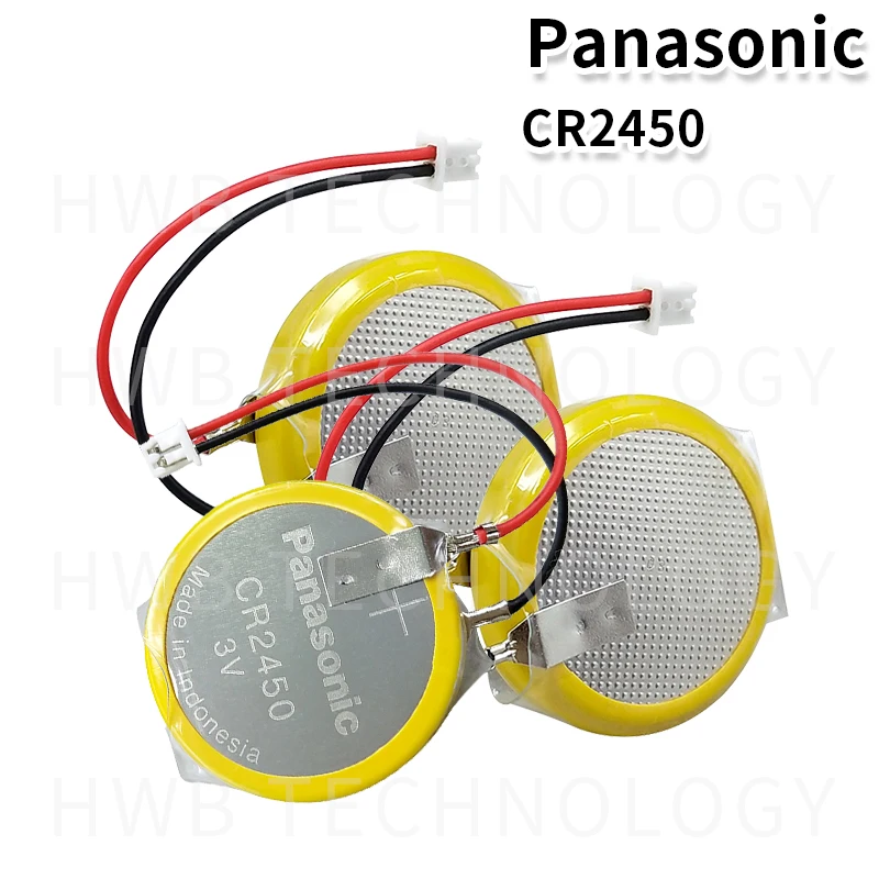 100pcs/lot New Genuine Panasonic CR2450 battery with solder pin plug ...