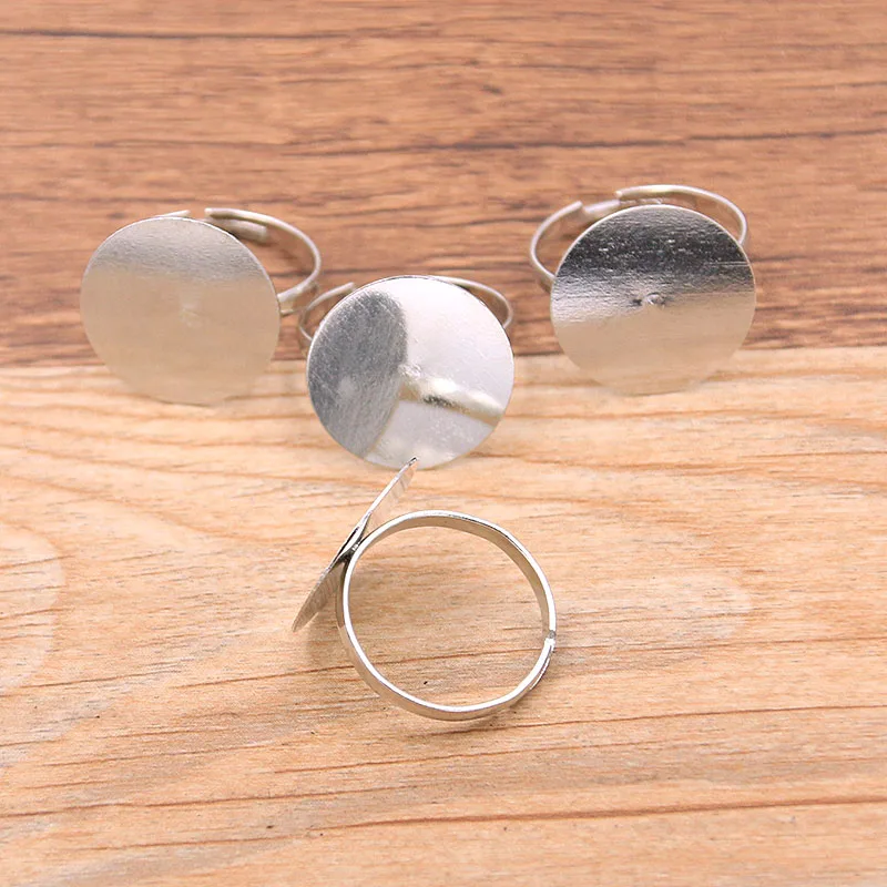 10PCS-Fashion-Simple-Rhodium-Color-18mm-Adjustable-Ring-Bases-Cabochon-Blank-Rings-For-Handmade ...