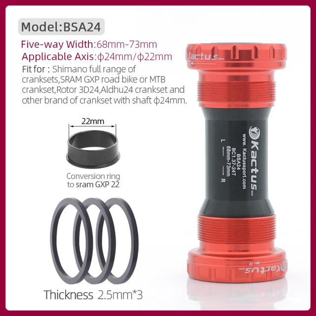 KACTUS Bicycle Bottom Bracket BSA Thread Kit Road MTB Bike Frame 68/73 for Axis 24/22 and 29 ...