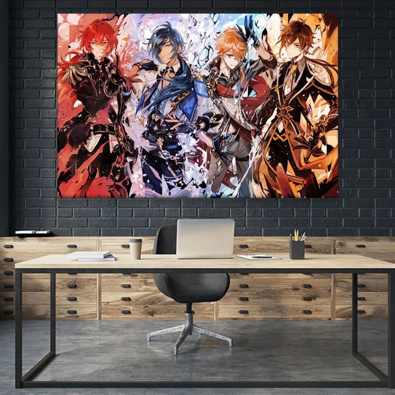 for-Living-Room-Wall-Mural-Framed-Genshin-Impact-Game-Anime-Cartoons ...