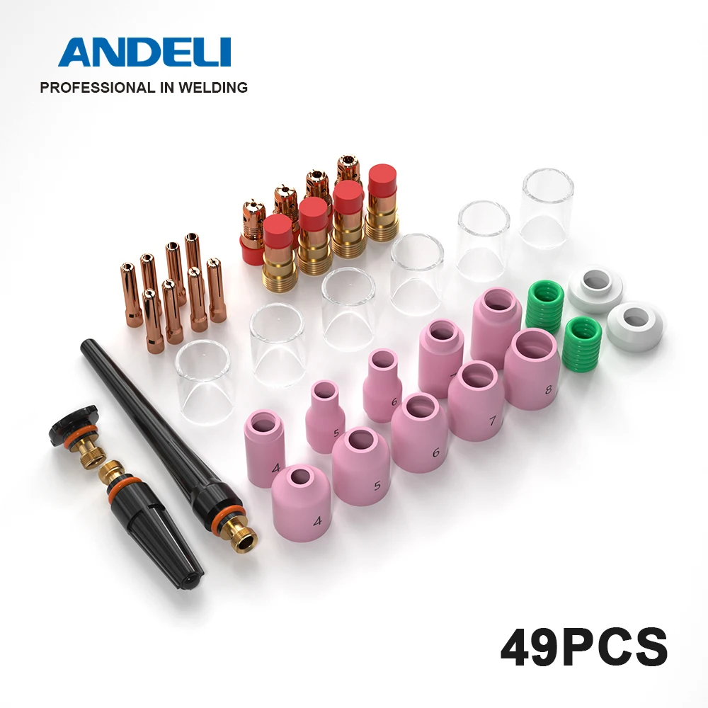 Andeli 49pcs Welding Accessories Stubby Gas Lens For Tig Welding Torch ...