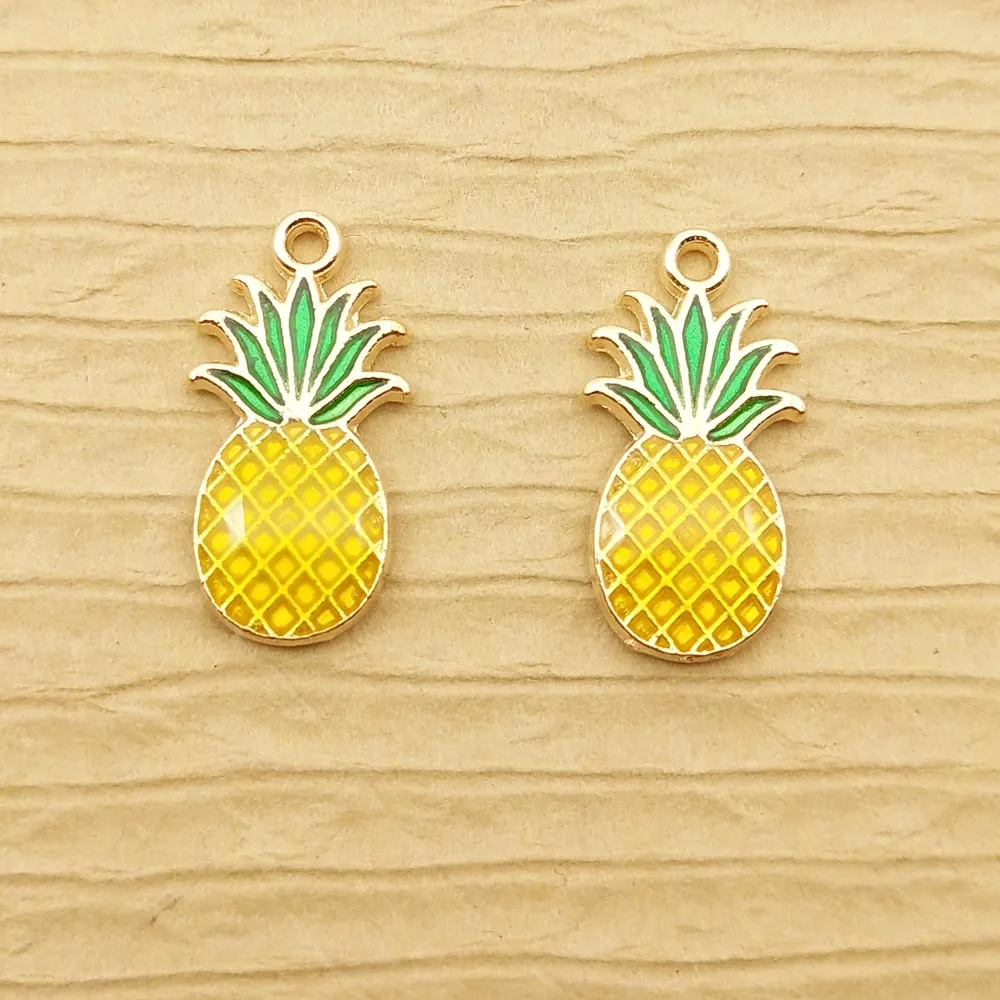 10pcs 8x16mm Enamel Pineapple Charm for Jewelry Making Fashion Earring Pendant Necklace Bracelet ...