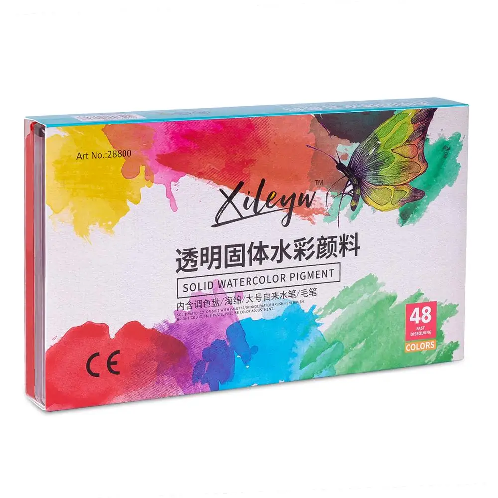 Professional Art Supplies 48 Color Solid Pigment Watercolor Painting ...