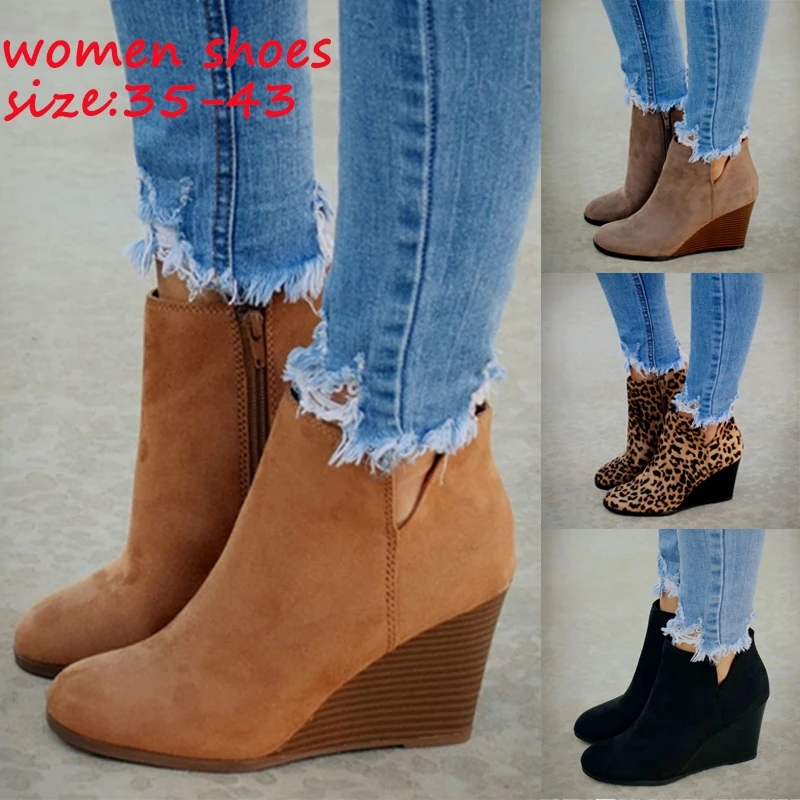 Pointed-Toe-Booties-Winter-Women-Leopard-Ankle-Boots-Lace-Up-Footwear ...