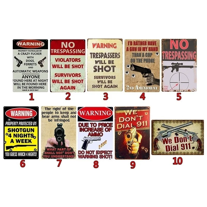 Warning No Trespassing Metal Tin Sign We Dont Dial 911 Poster Wall ...