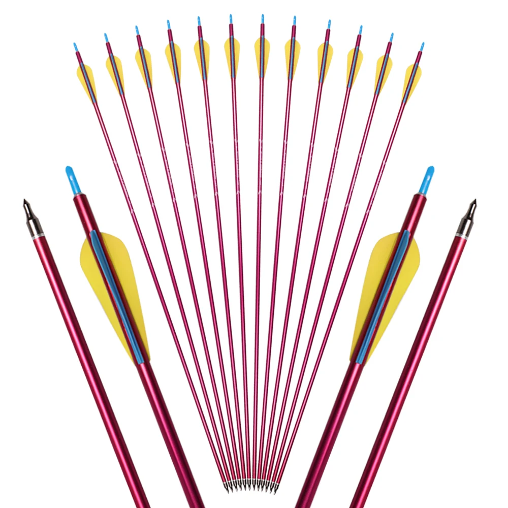 6-12-24pcs-31-5-Aluminum-Alloy-Arrows-7-6mm-Spine-550-3-TPU-Feather ...