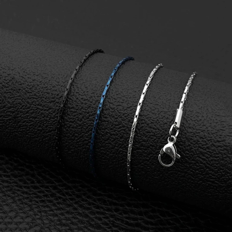 1-2mm-Black-Blue-Color-Link-Chain-for-Men-Bamboo-Pendant-Stainless ...