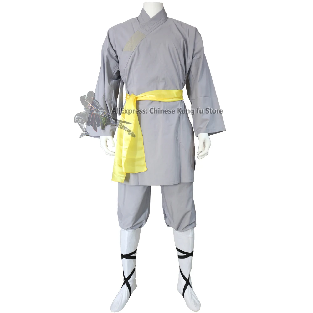 Traje de artes marciales de Tai chi, traje Popular de algodón gris ...