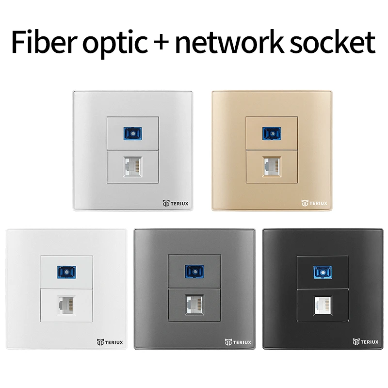 Teriux 86 type twin outlet Wall socket universal fiber optic network ...