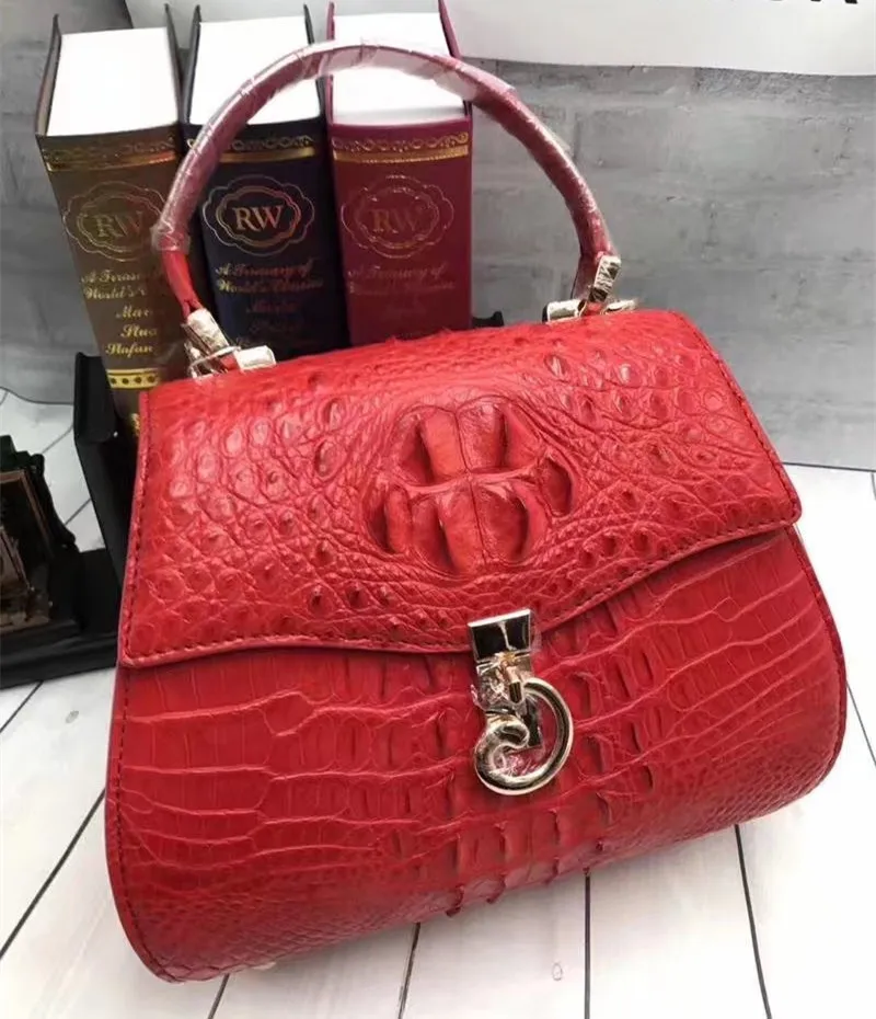 Authentic Real Crocodile Skin Lady Saddle Purse Genuine Alligator ...