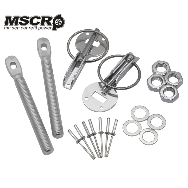 Alloy Black Bonnet Hood Pin Lock Kit Down Hood Locks Pins fit ALL ...