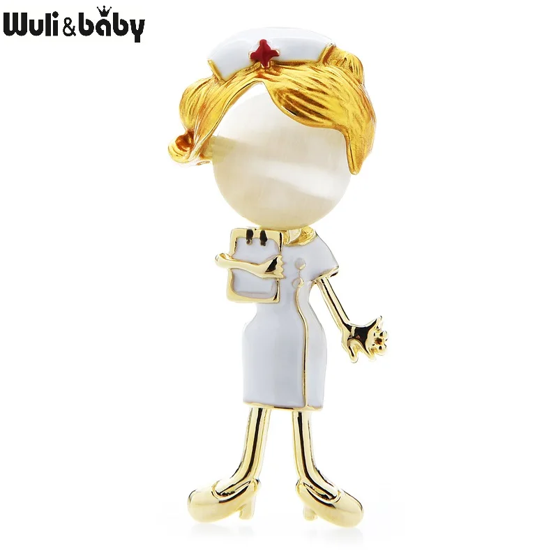 Wuli-baby-Opal-Nurse-Brooches-Women-Enamel-Doctor-Hospital-Brooch-Pins ...