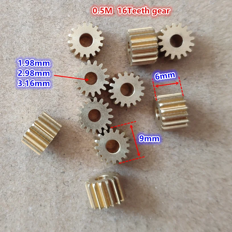 10pcs-Metal-gear-0-5modulus-16-teeth-0-5M-16T-brass-gear-outside ...