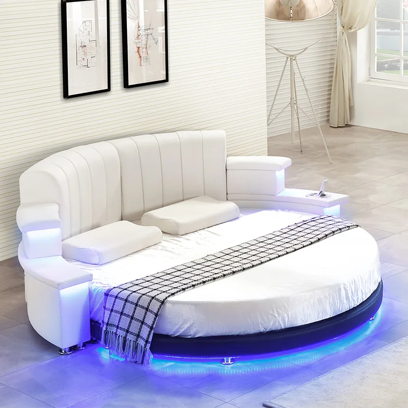 Luxury design modern led round bed king size|Bedroom Sets| - AliExpress