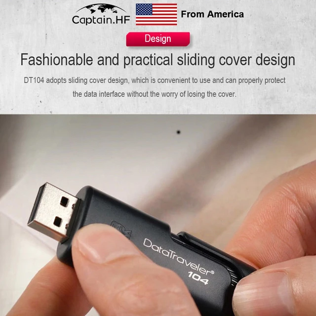 US Captain DataTraveler DT104 USB Flash Drive, for PC and Laptops, 16GB ...