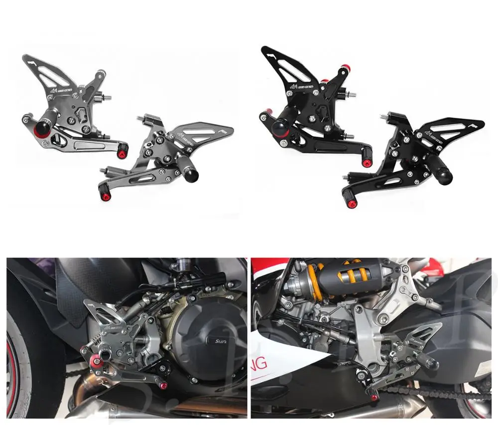 CNC Adjustable Rearsets Foot Pegs Rear Set For Ducati 899 1199 1299 ...