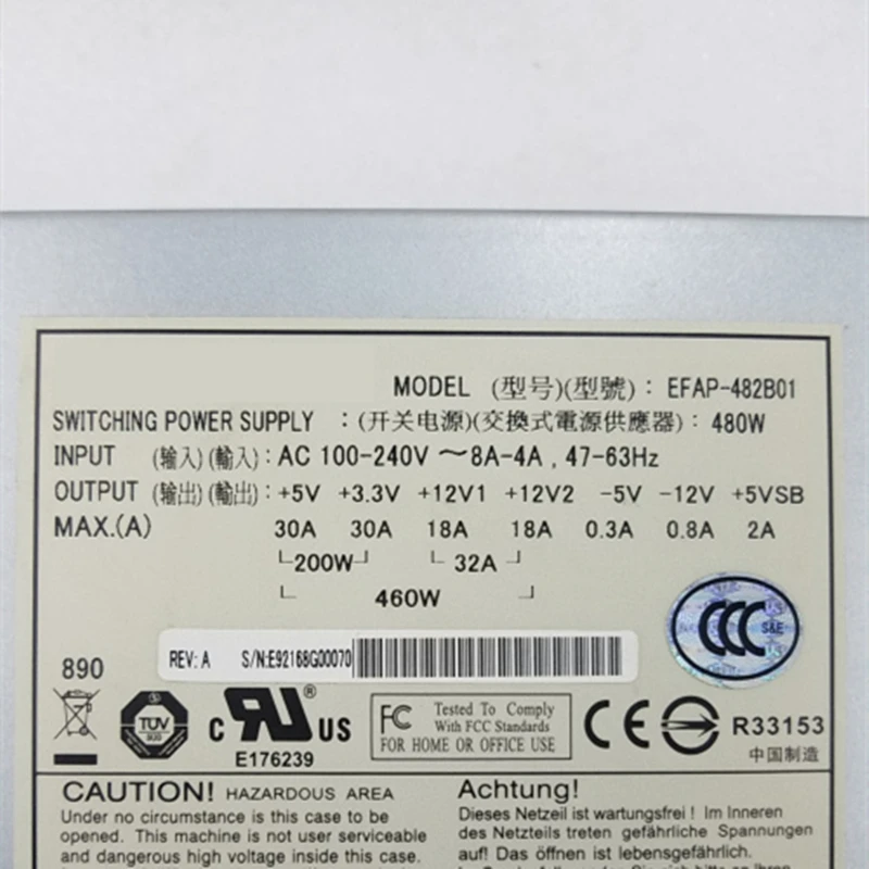 Original PSU For Etasis NF5220 2U 480W Switching Power Supply EFAP-482B01 - Serverpowersupply