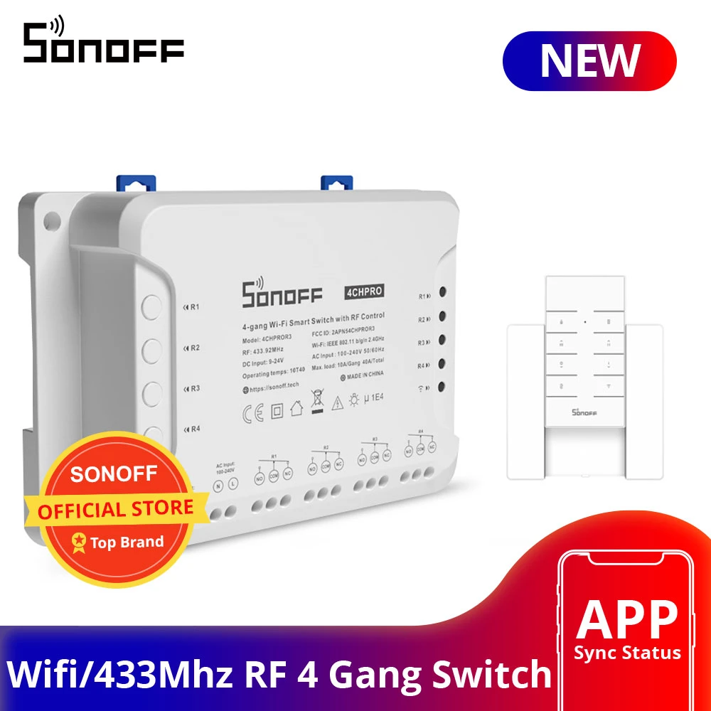 Sonoff 4chpror3 4 Gang Intelligent Wireless Switch Rf Switch Module ...