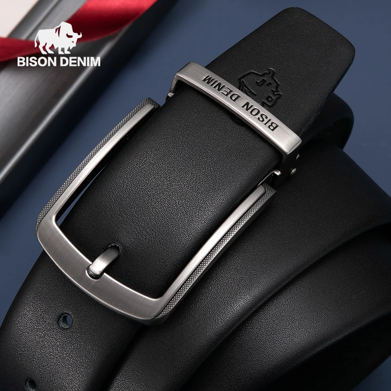 Bison Denim Men Belt Genuine Leather Luxury Designer Belt Cowskin ...