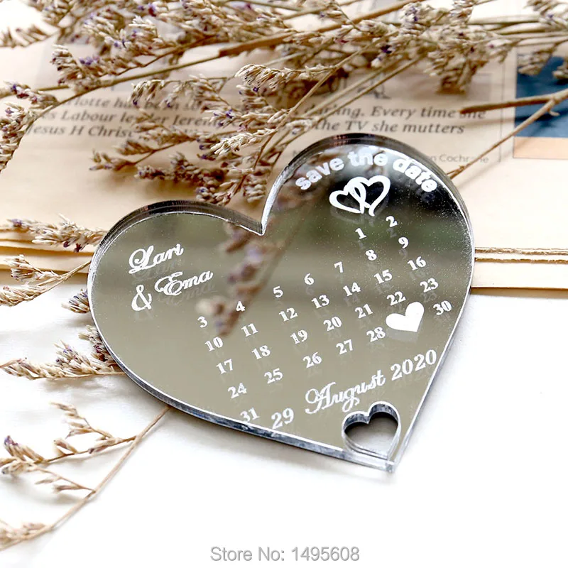 Custom Souvenirs Save the Date Mirror sliver gold Acrylic Calendar ...