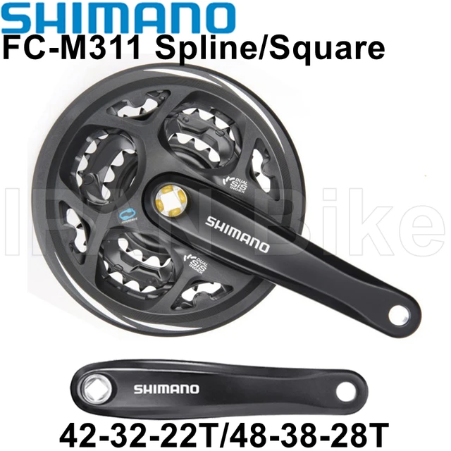 シマノ(SHIMANO) クランクセット FC-M311 ブラック 42X32X22T 175mm 8S 7S チェーンガード付 ・対応BB 四角軸 122.5mm(LL123 ...