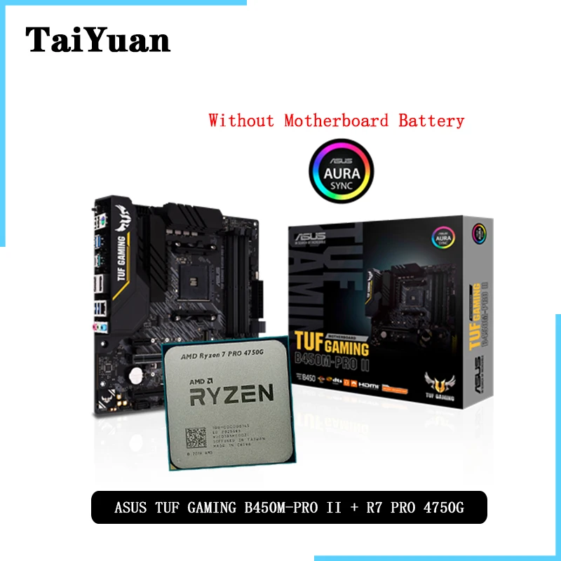 AMD Ryzen 7 4750G R7 4750G CPU + ASUS TUF GAMING B450M PRO II ...