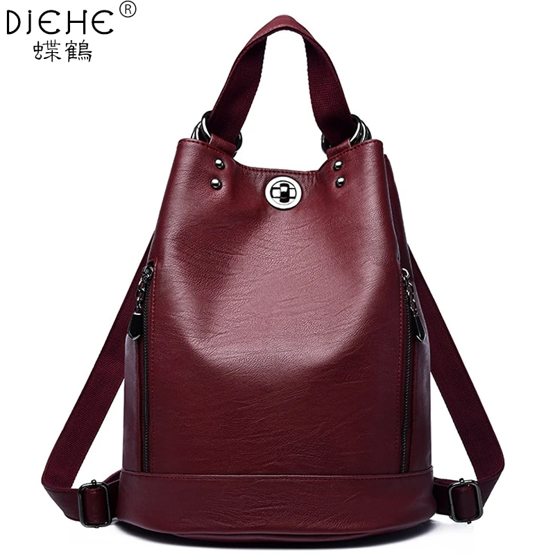 Diehe marca mulher mochila de couro alta qualidade sacos escola estilo ...