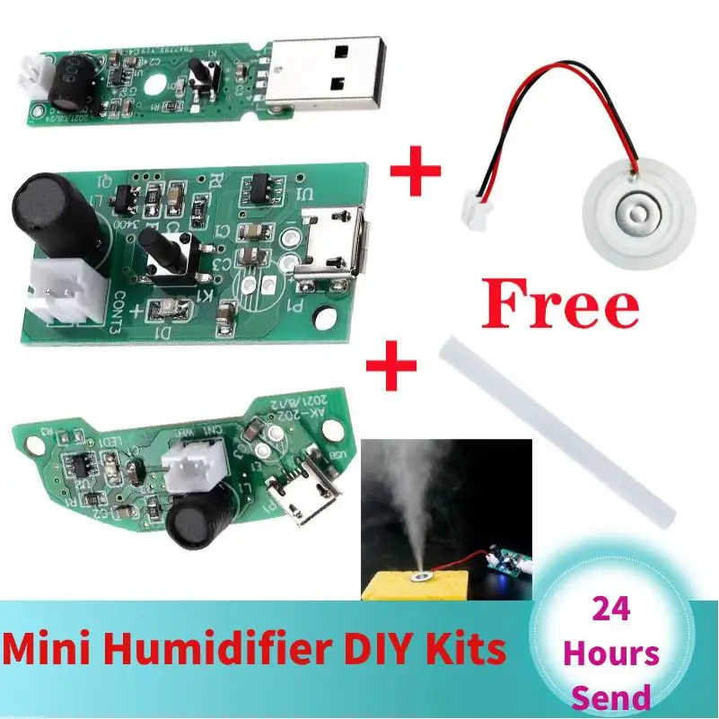 Usb 미니 가습기 Diy 초음파 안개 제조기 및 드라이버 회로 기판 안개 Dc5v 2w 분무기 디스크 필름 세공 스프레이 룸