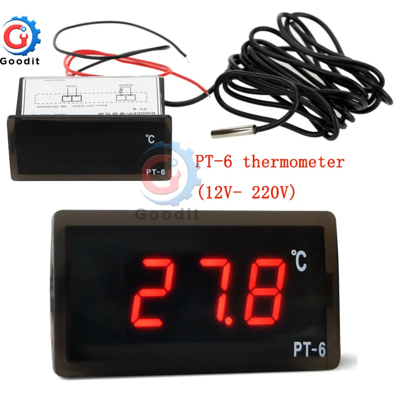 PT-6 -40~110C Digital Car Thermometer Vehicle Temperature Meter Monitor ...