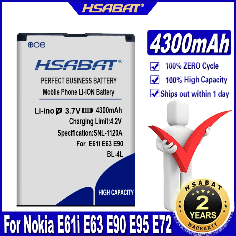 HSABAT 4300mAh BP 4L BP4L BP 4L battery For Nokia E61i E63 E90 E95 E72 ...