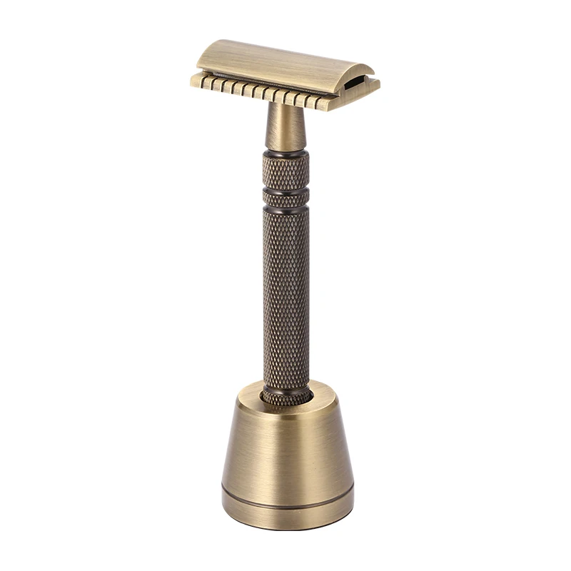 YINTAL Men's Bronze Classic Double sided Manual Razor Long Handle ...