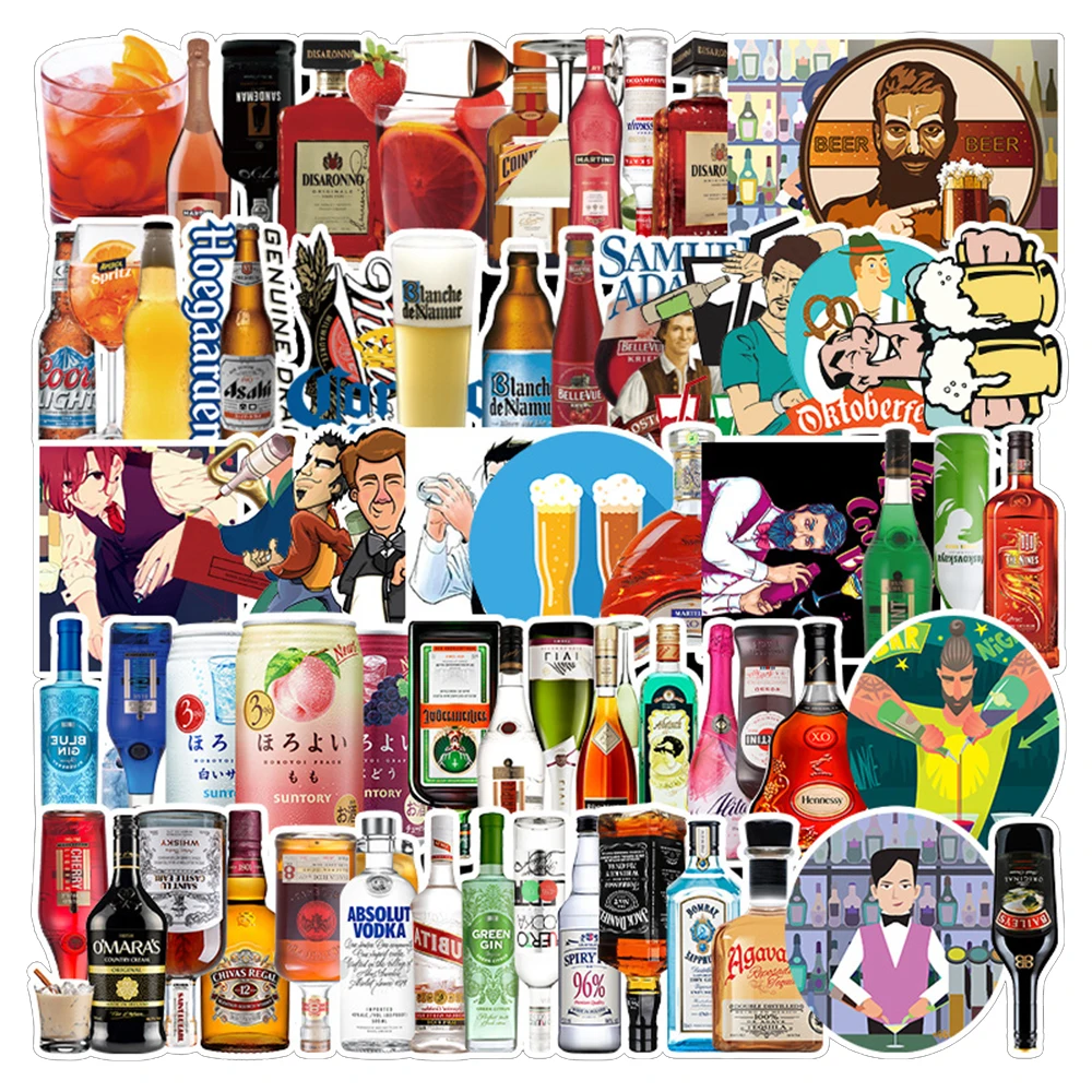 Waterproof-Alcohol-Wine-Beer-Bottle-Stickers-Laptop-Car-Helmet-Computer ...