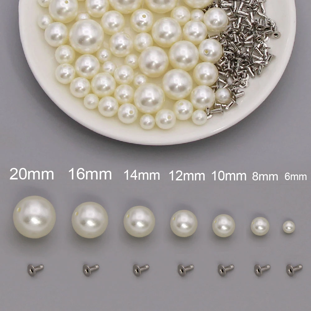 10/50/100packs Rivet Acryl Beads Imitation Pearls Rivets Studs For ...