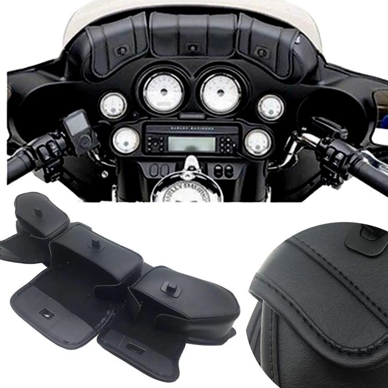 Motorcycle Windshield Bag Saddle 3 Pouch Pocket Three Pocket Fairing ...