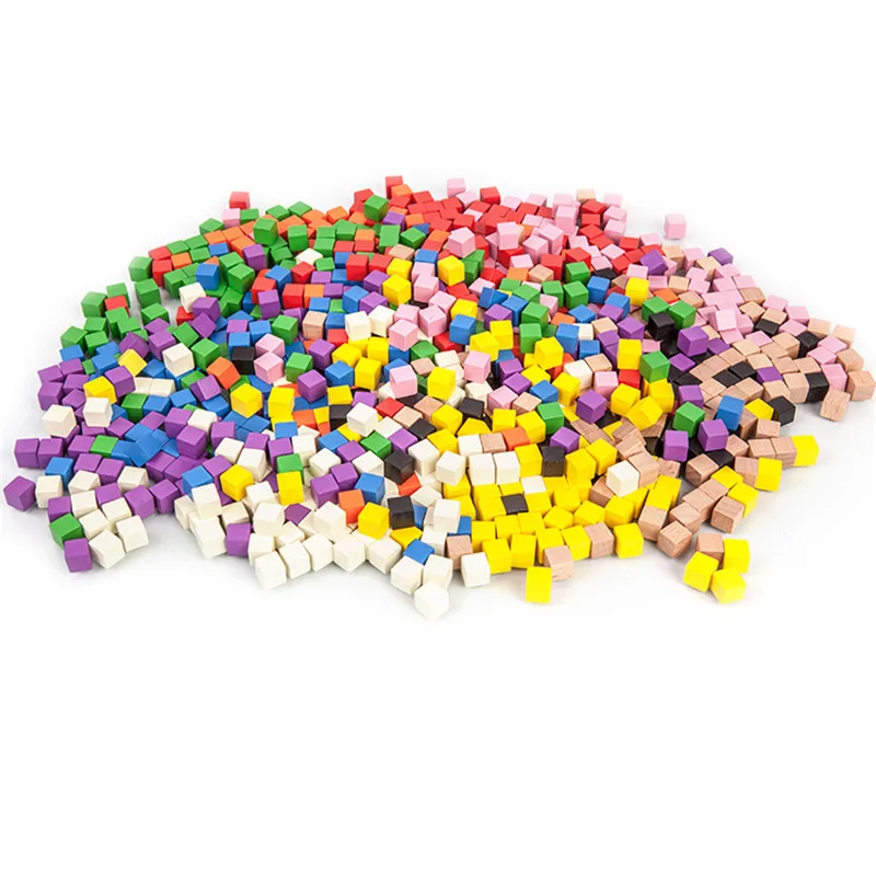 100Pcs/lots 10mm Cube Wood Cubes Colorful Dice Chess Pieces Right Angle ...