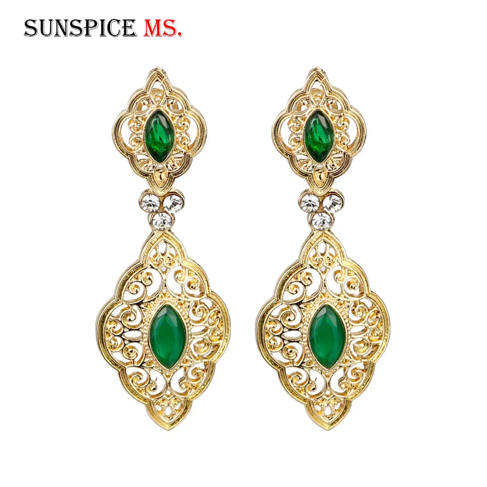 Sunspicems Gold Color Long Drop Dangle Earrings Turkish Brand Design ...