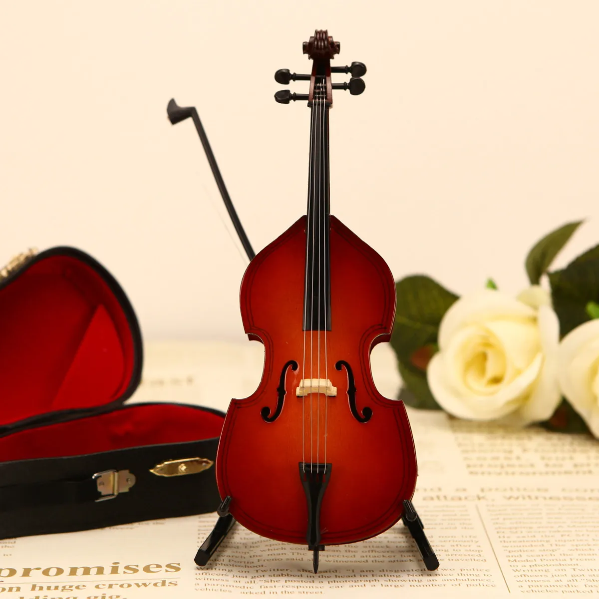 Miniature Contrabass Model with Stand and Case Mini Double Bass Replica ...